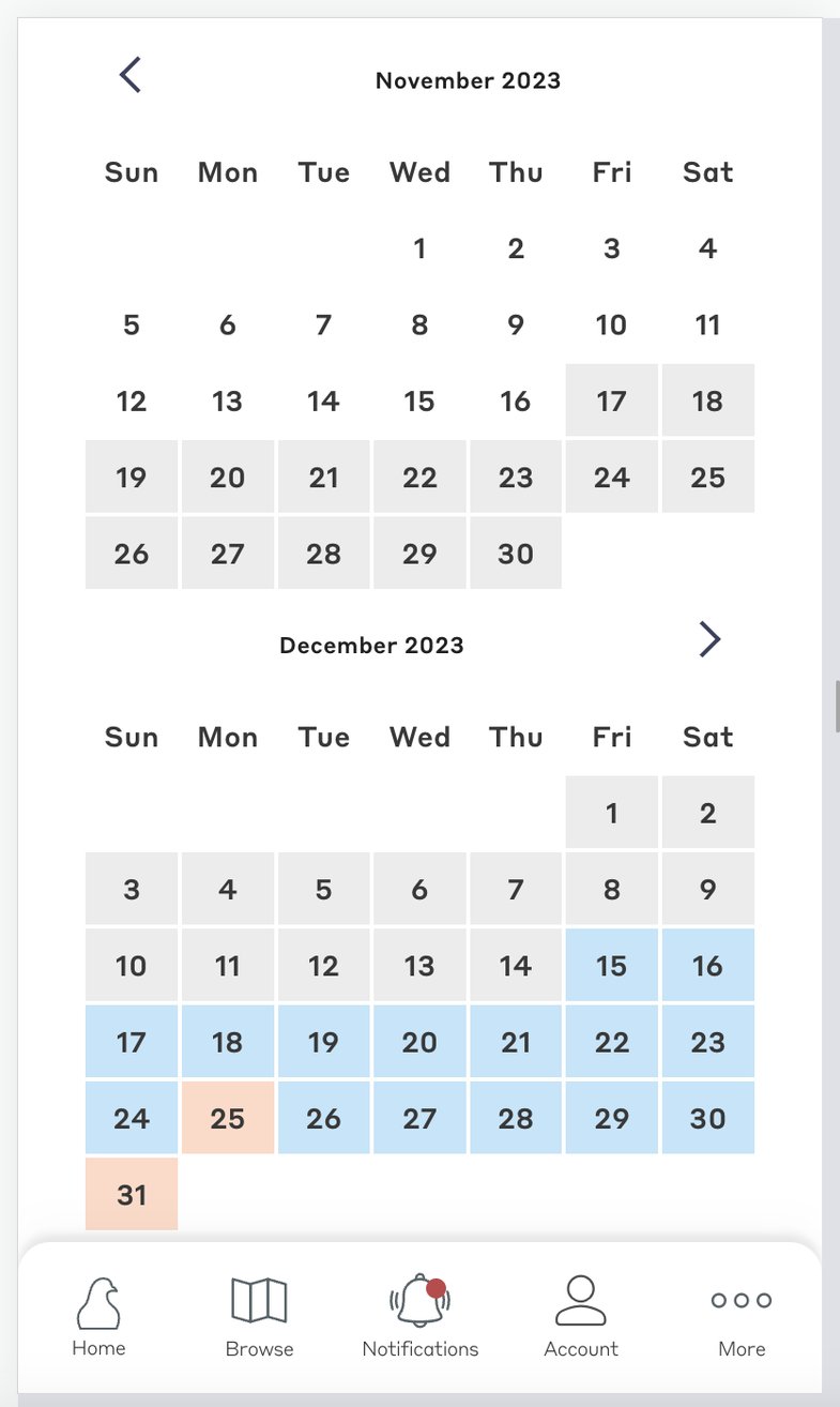 How do you determine the seasonal calendar for each stay?